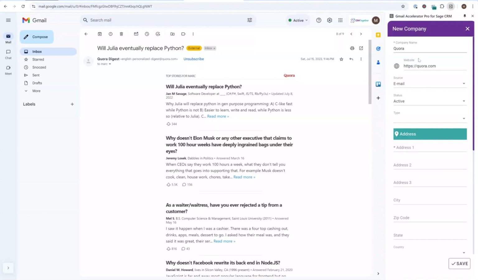 Gmail Integration for Sage CRM and Your Business
